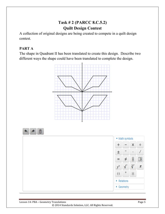 Math parcc 8 lesson 14 pba geometry translations | PDF