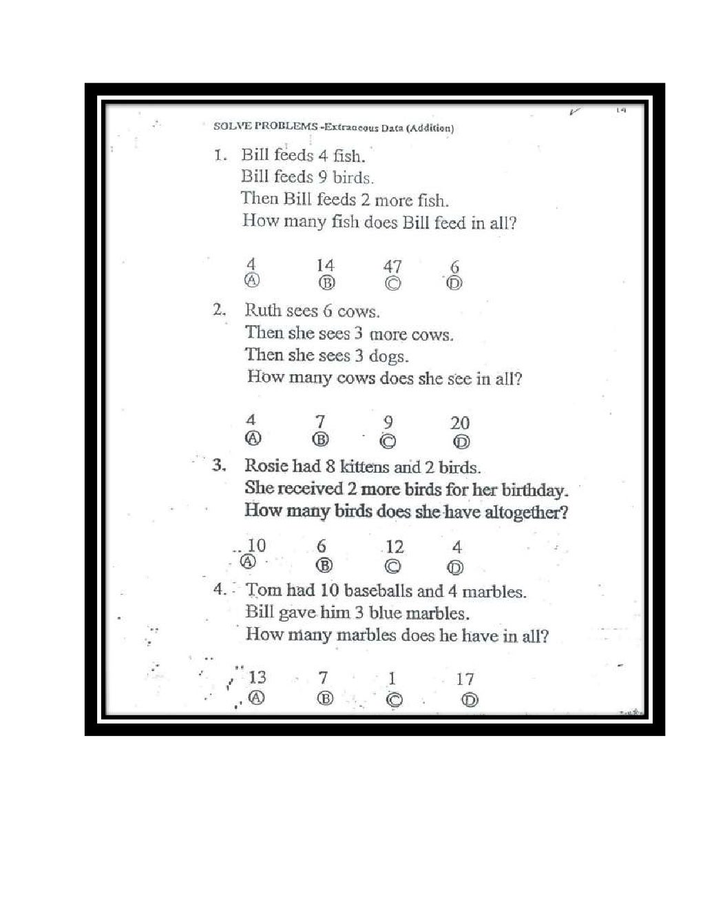MATH: POST TEST 1ST GRADE