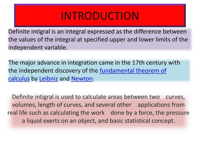 APPLICATION OF DEFINITE INTEGRAL | PPTX | Physics | Science