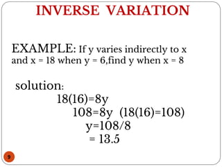 direct and indirect variation | PPTX