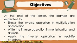 MATH PPT W1Q4 about division and reverse multiplication | PPTX