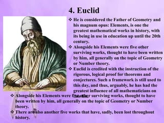 The Importance of Math and 10 Greatest Msthemeticians. | PPTX