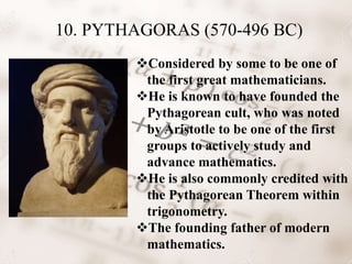 The Importance of Math and 10 Greatest Msthemeticians. | PPTX