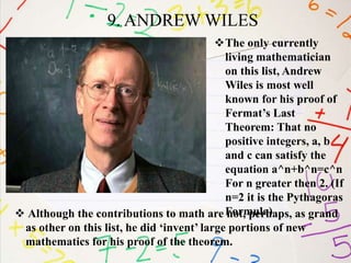 The Importance of Math and 10 Greatest Msthemeticians. | PPTX