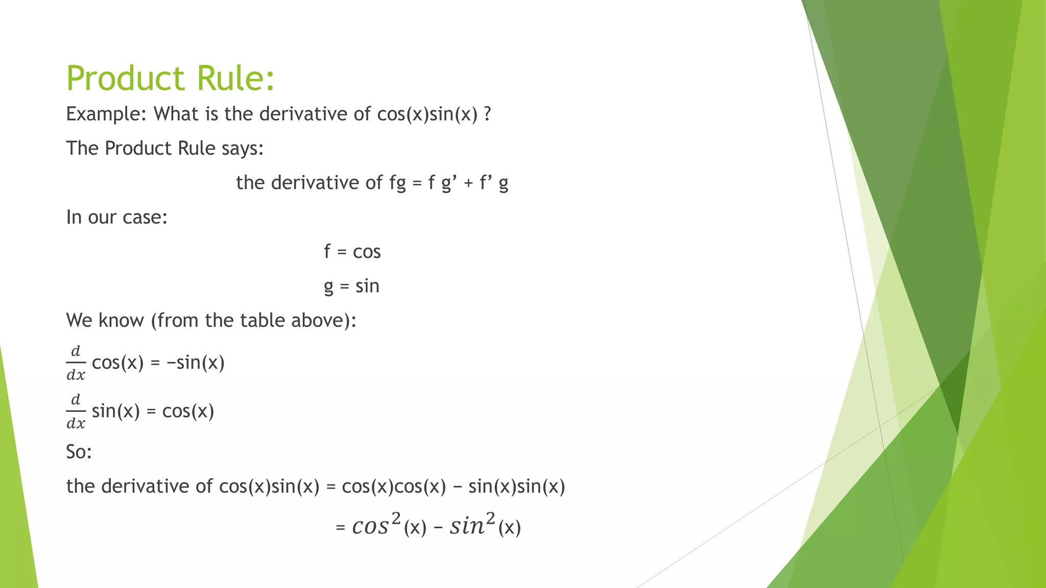 derivatives math | PPTX