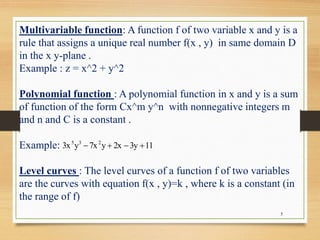 PRESENTATION ON INTRODUCTION TO SEVERAL VARIABLES AND PARTIAL DERIVATIVES | PPTX
