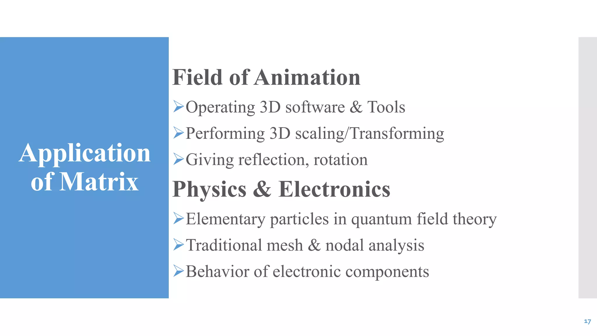 Matrix And Its Applications Pptx Physics Science
