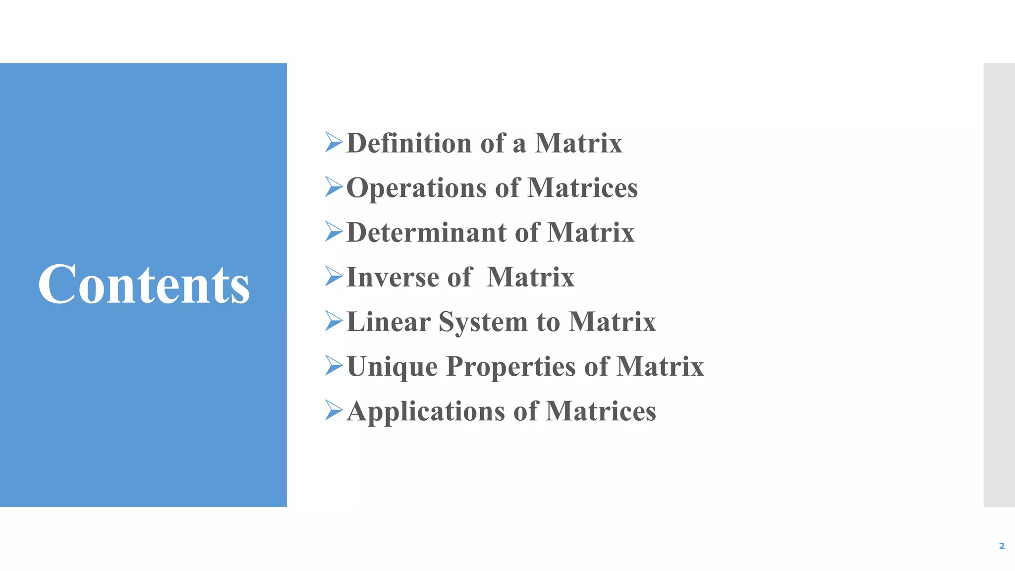 Matrix and It's Applications | PPTX | Physics | Science