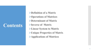 Matrix and It's Applications | PPTX