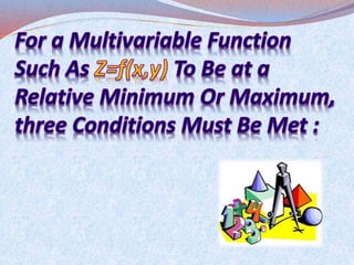 optimization of multivariable function | PPT