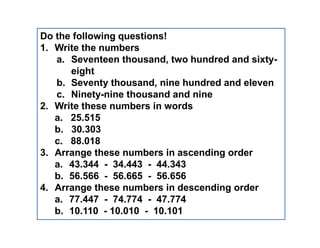Math primary 4 numbers up to 100 000 | PDF