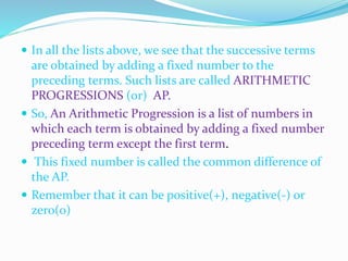 Arithmetic Progression | PPTX