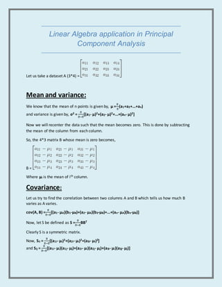 Linear Algebra in PCA | PDF