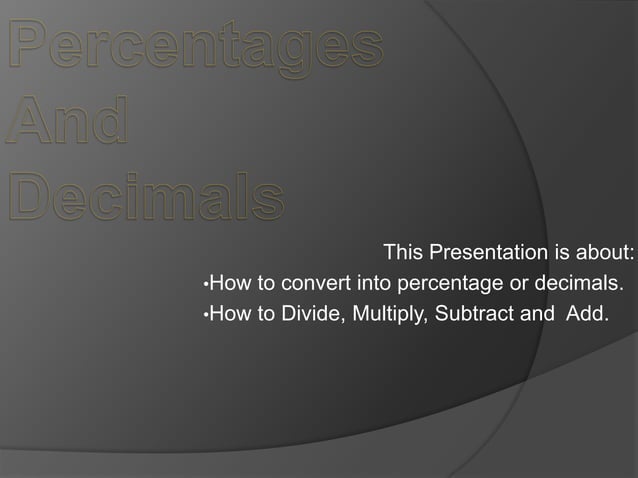 Gr6 Percentage & Decimal Math project | PPTX