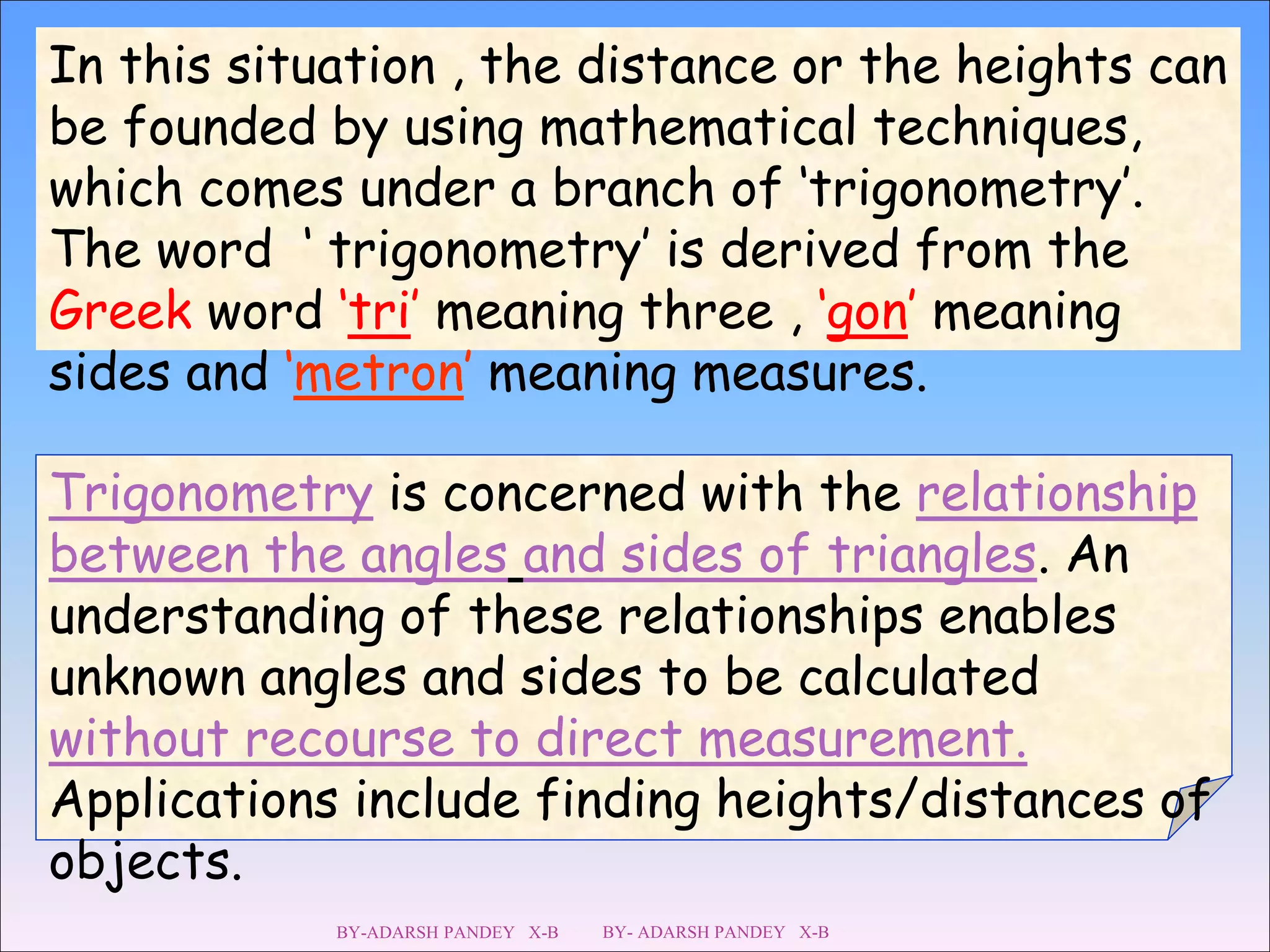 Math project some applications of trigonometry | PPTX