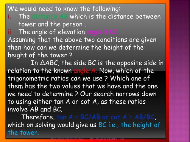Math project some applications of trigonometry | PPTX | Physics | Science