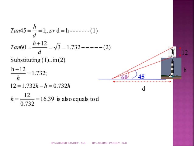 Math project some applications of trigonometry | PPTX | Physics | Science