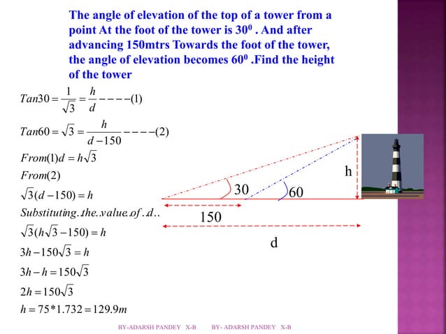 Math project some applications of trigonometry | PPT