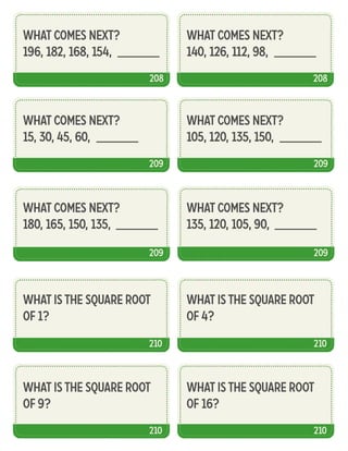 Math Quiz Cards | PDF