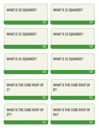Math Quiz Cards | PDF