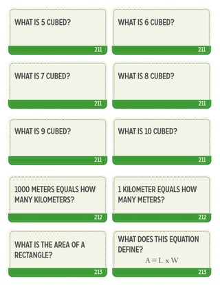 Math Quiz Cards | PDF