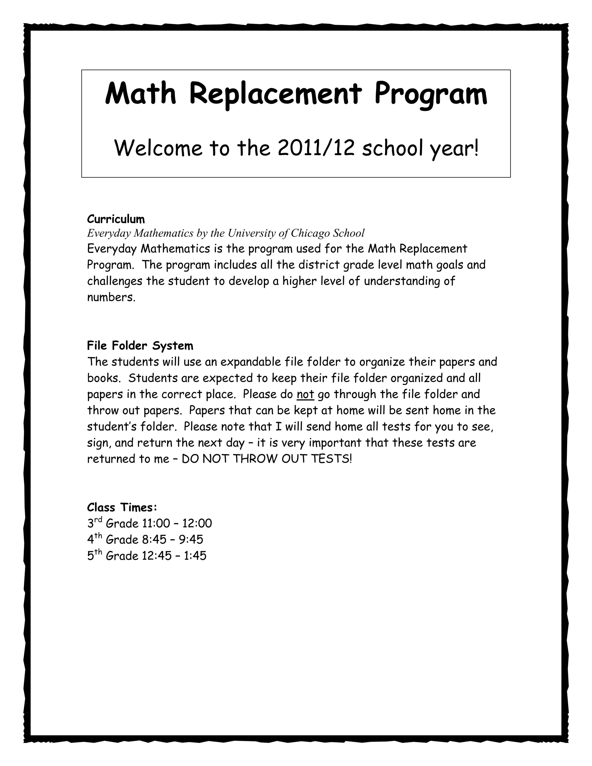 Math replacement program information.11.12