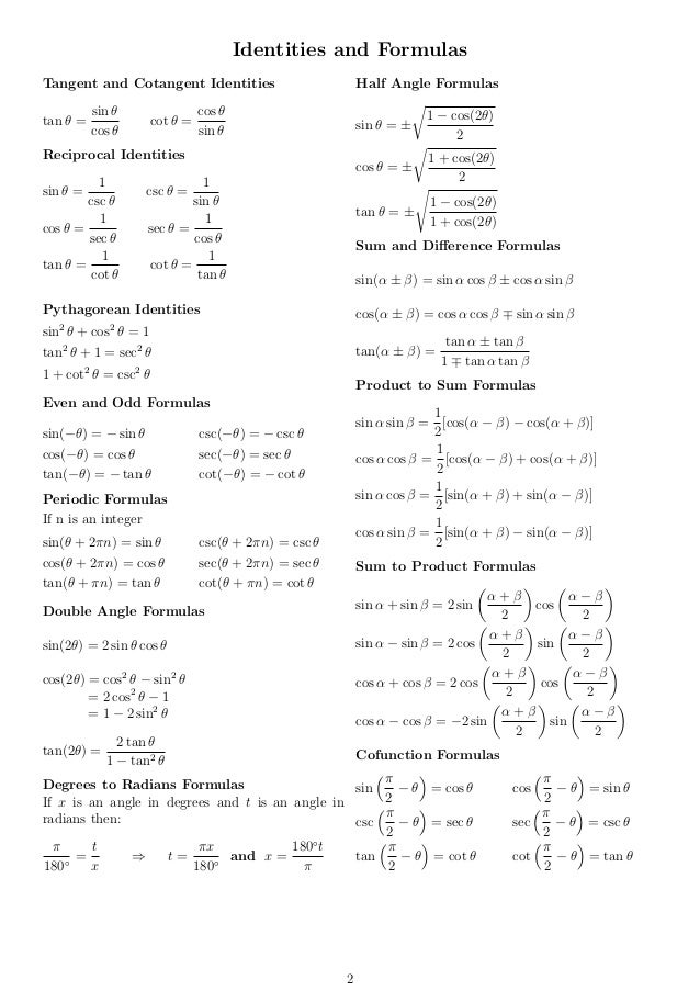 Math Resources Trigonometric formulas Class 11th And 12th Math Resources Trigonometric formulas Class 11th And 12th