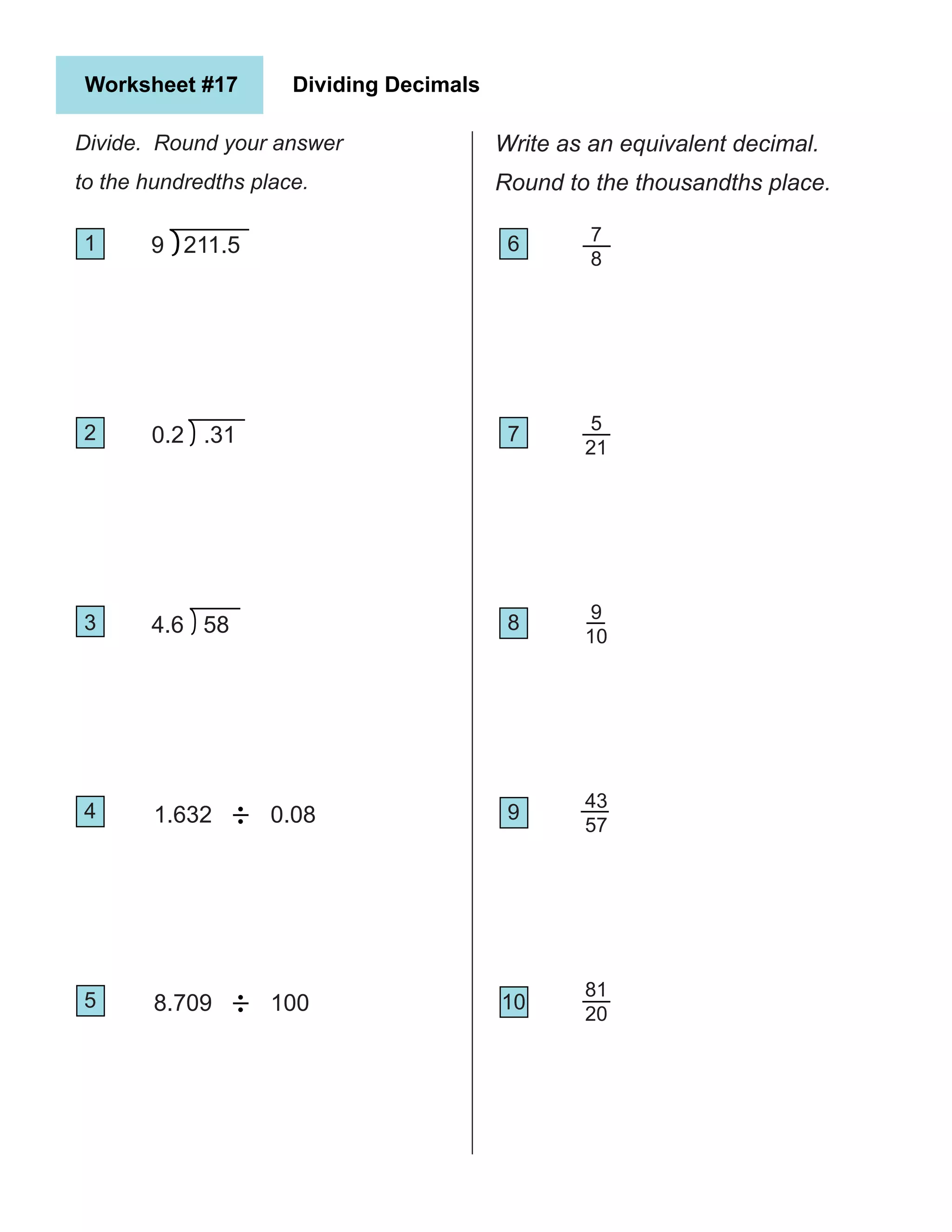 Whole Numbers, Fractions, Decimals, Ratios & Percents, Statistics, Real ...