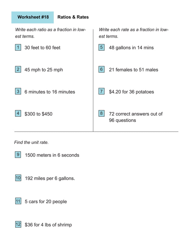 Whole Numbers, Fractions, Decimals, Ratios & Percents, Statistics, Real ...