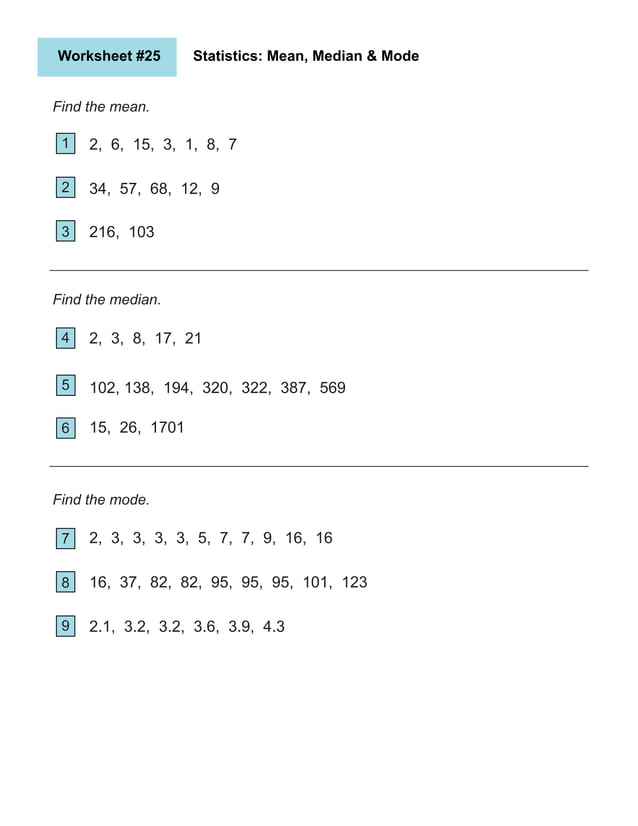 Whole Numbers, Fractions, Decimals, Ratios & Percents, Statistics, Real ...