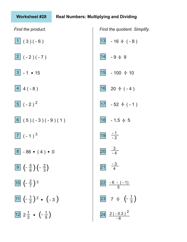 Whole Numbers, Fractions, Decimals, Ratios & Percents, Statistics, Real ...
