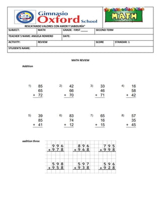 Math review exam | DOCX