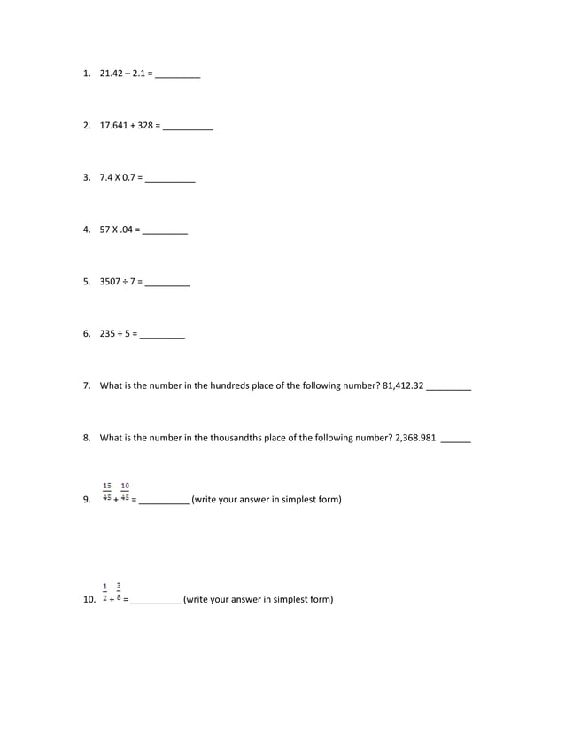 Math review quiz 1 | DOC