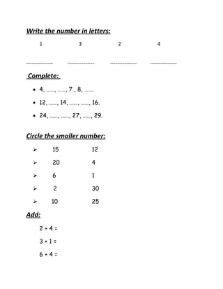 Math revision for kg 2 first term | DOC