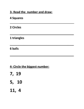 Math revision for kg 2 first term | DOC