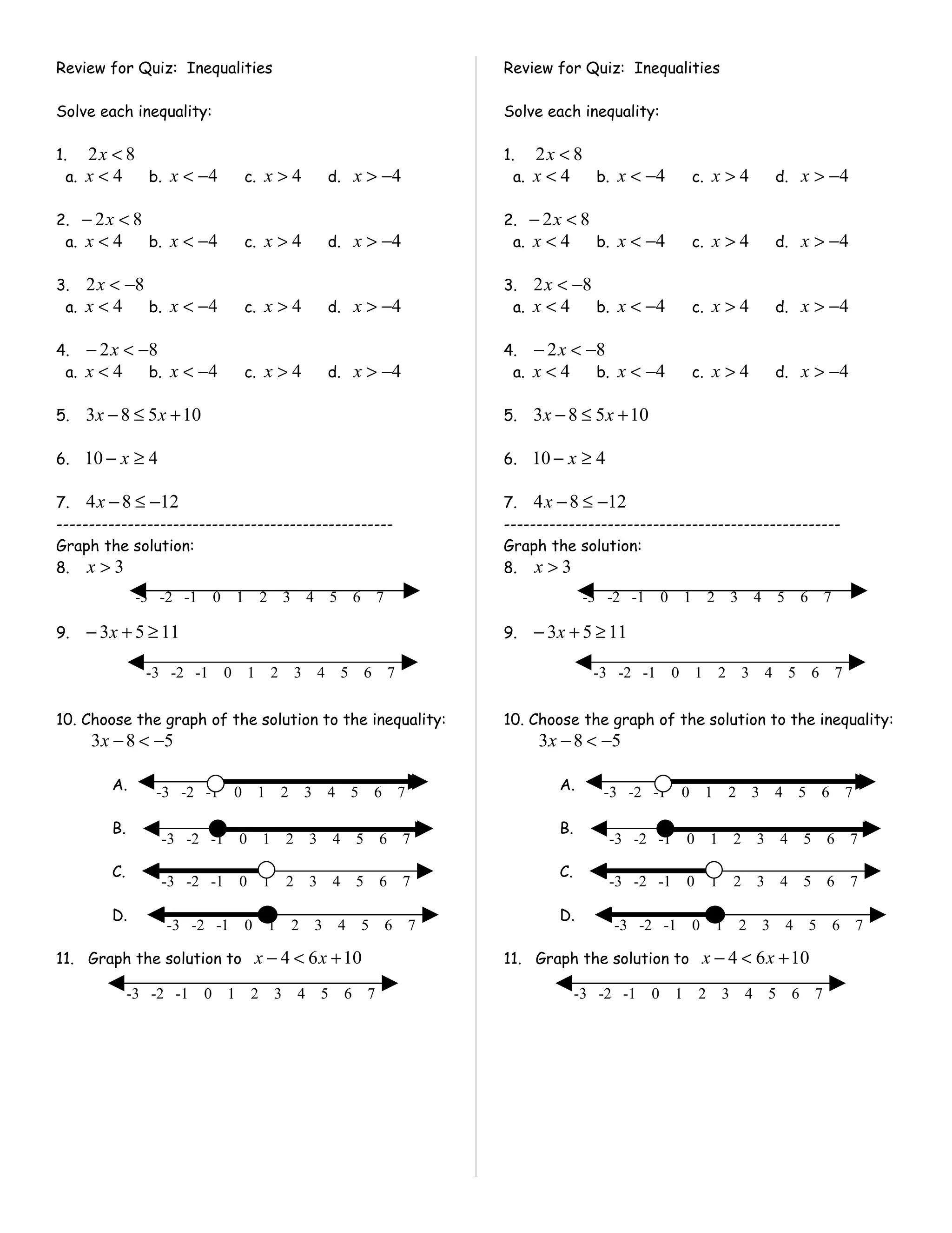 MATH: REV. QUIZ INEQUALITIES | DOC