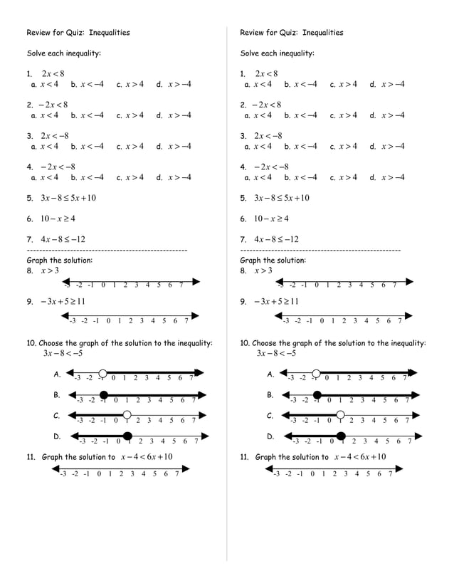 MATH: REV. QUIZ INEQUALITIES | DOC
