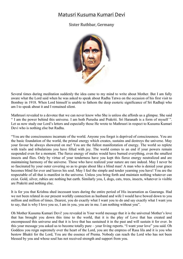 Mathrusri kusuma kumari devi | PDF