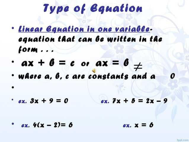Linear Equation In one variable class 7 | PPT