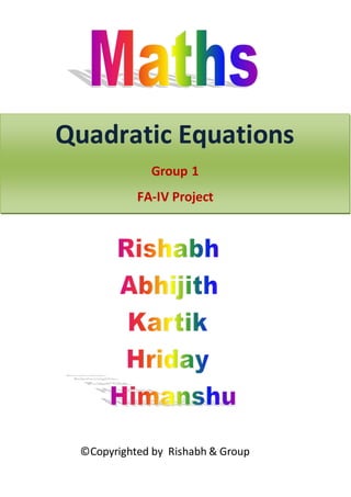 Maths Project Quadratic Equations | DOCX