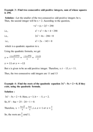 Maths Project Quadratic Equations | DOCX