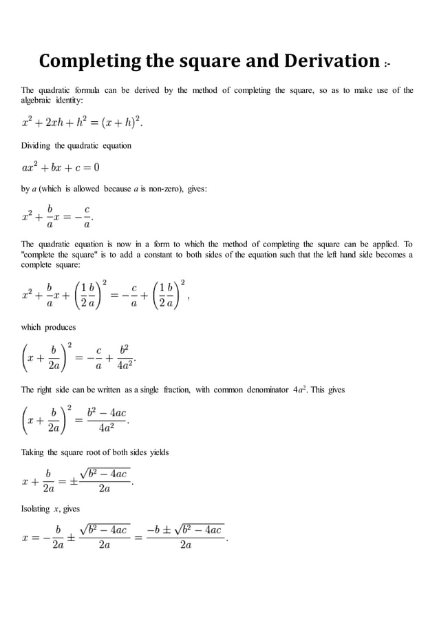 Maths Project Quadratic Equations | DOCX | Physics | Science