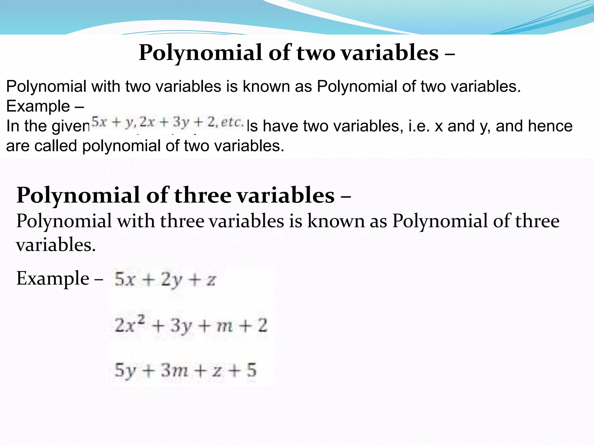 Polynomials for class 9th | PPTX