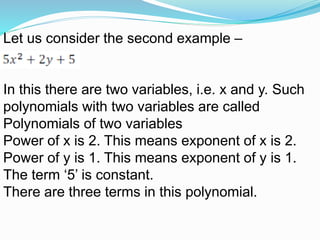 Polynomials for class 9th | PPT
