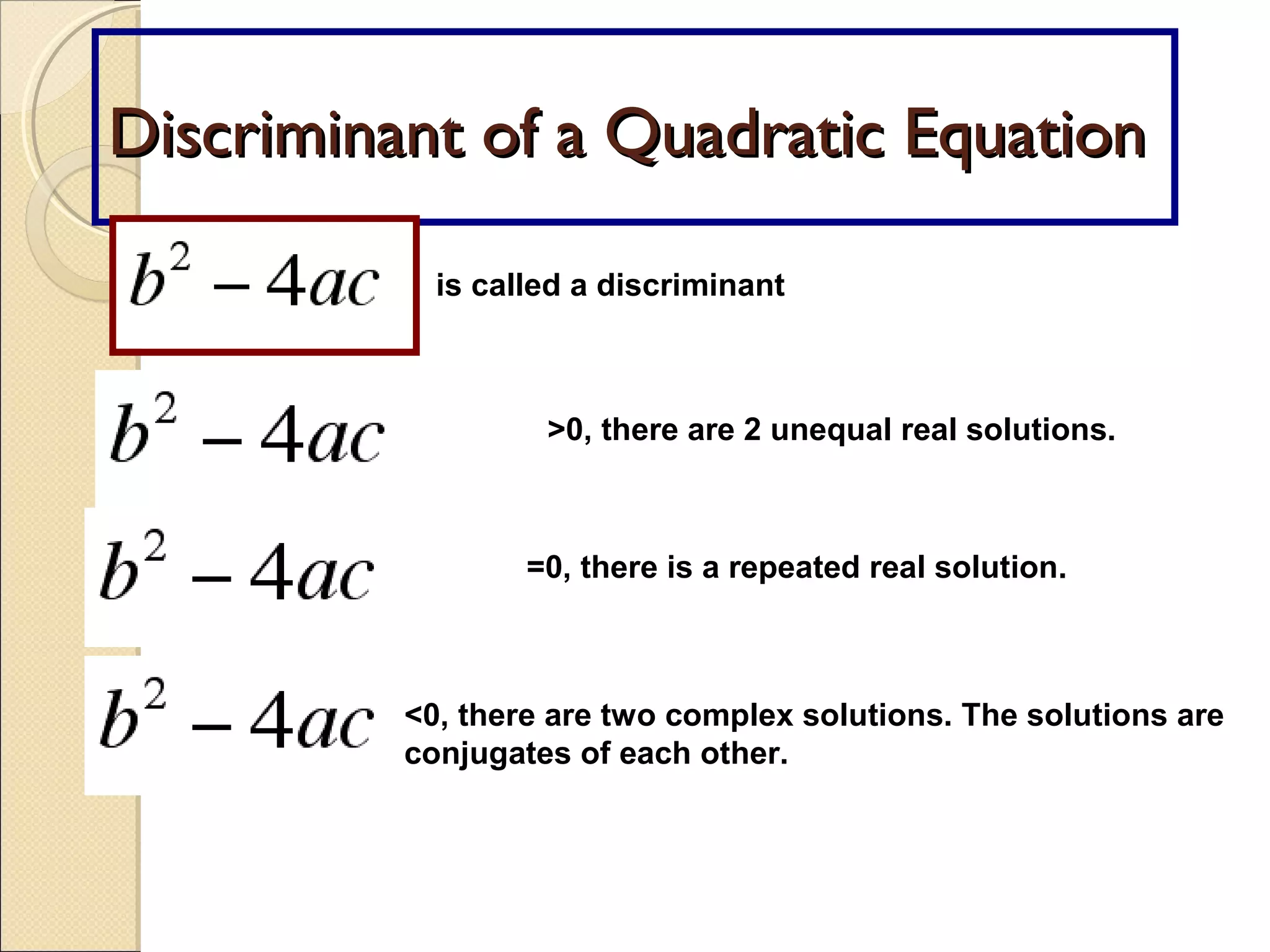 Complex numbers And Quadratic Equations | PPT