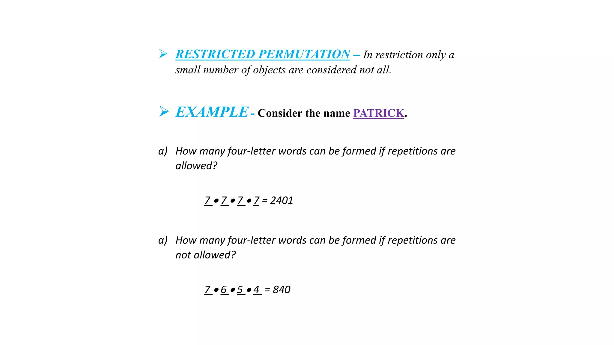 PRESENTATION ON RESTRICTED PERMUTATION | PPTX