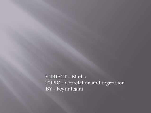 correlation and regression | PPT