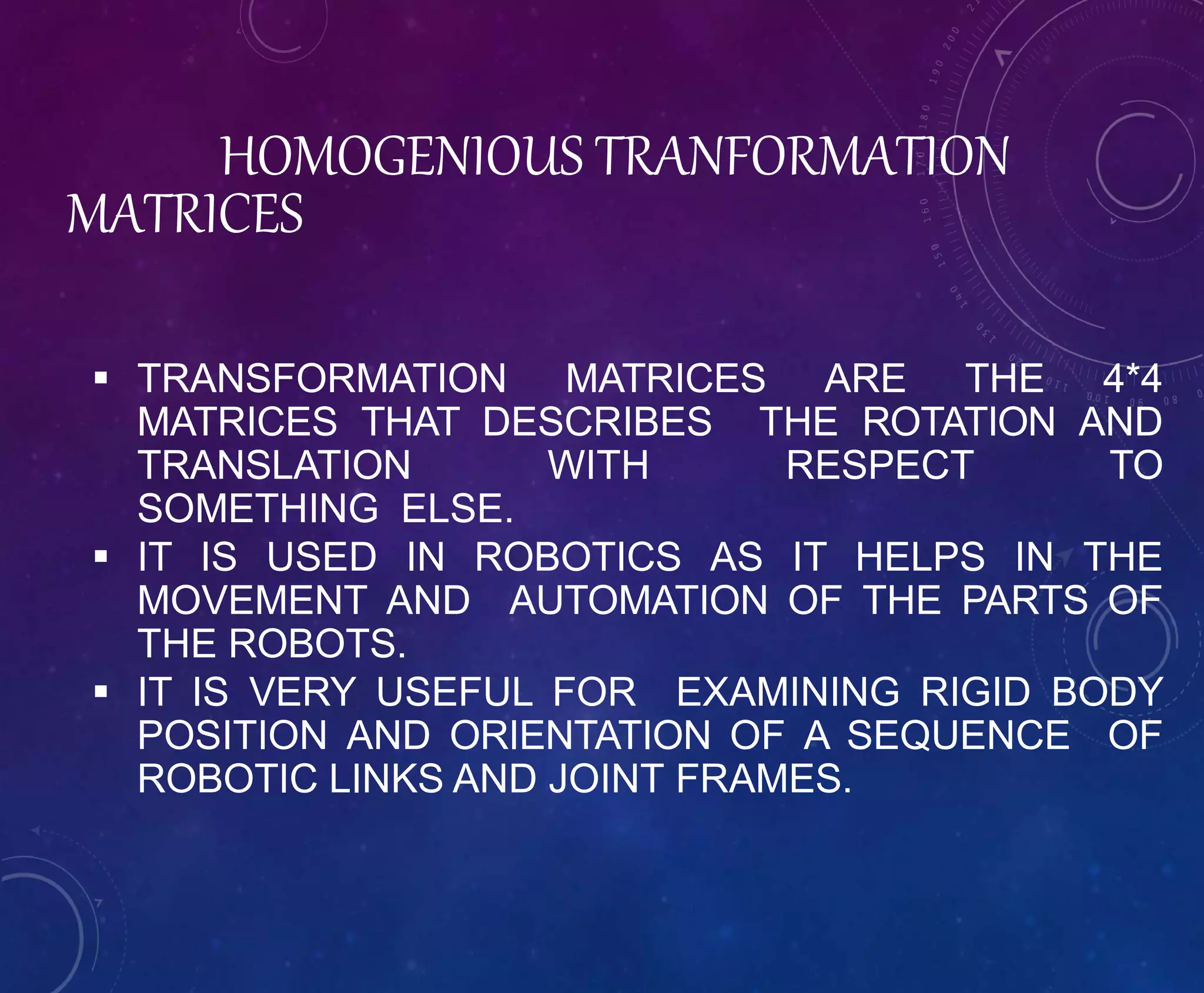USE OF MATRIX IN ROBOTICS | PPTX