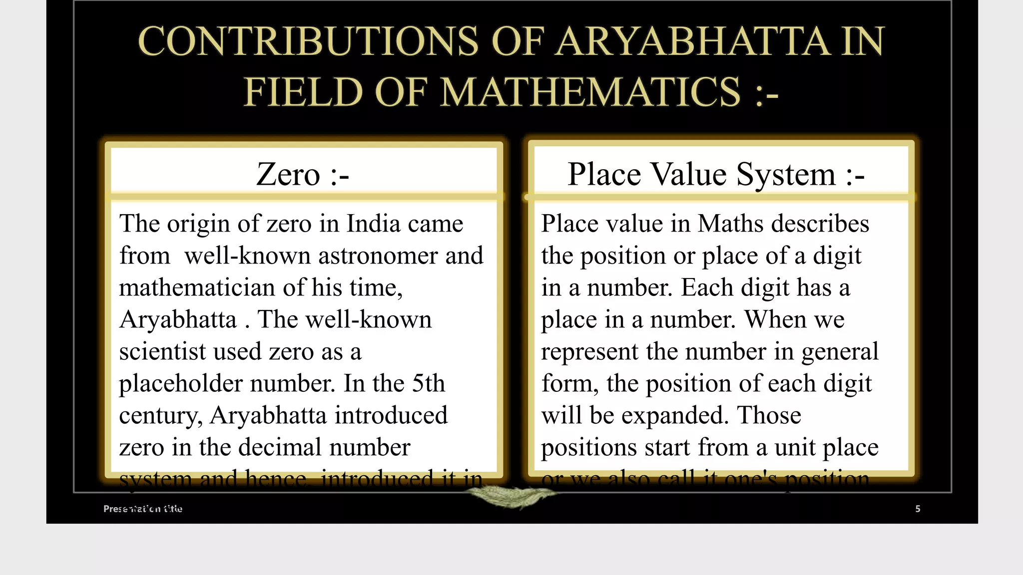 PPT on Aryabhatta with contribution | PPTX