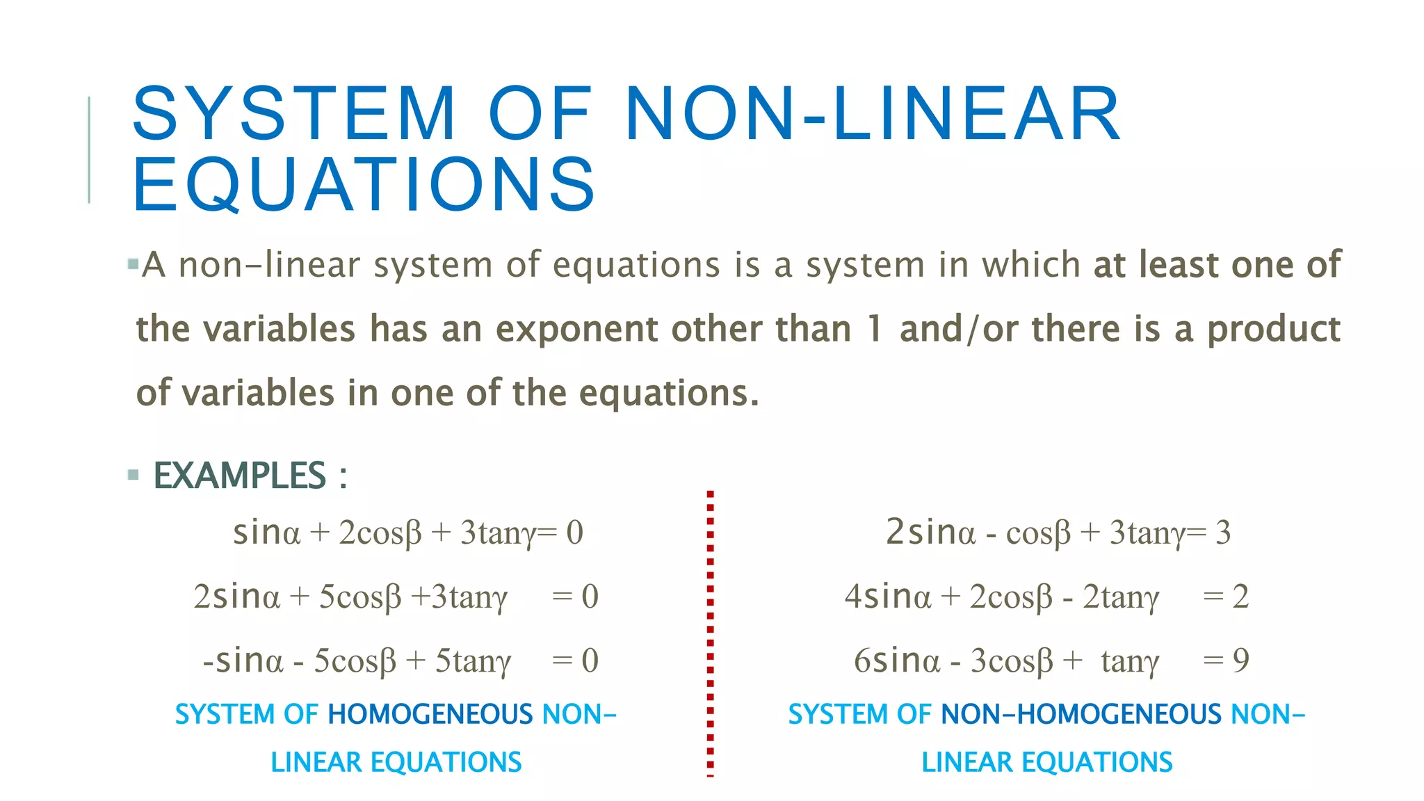 system of non-linear equation (linear algebra & vector calculus) | PPT